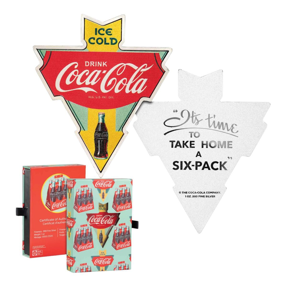 1 oz Coca-Cola Colorized Silver 1930's Vintage Sign (OGP/COA)