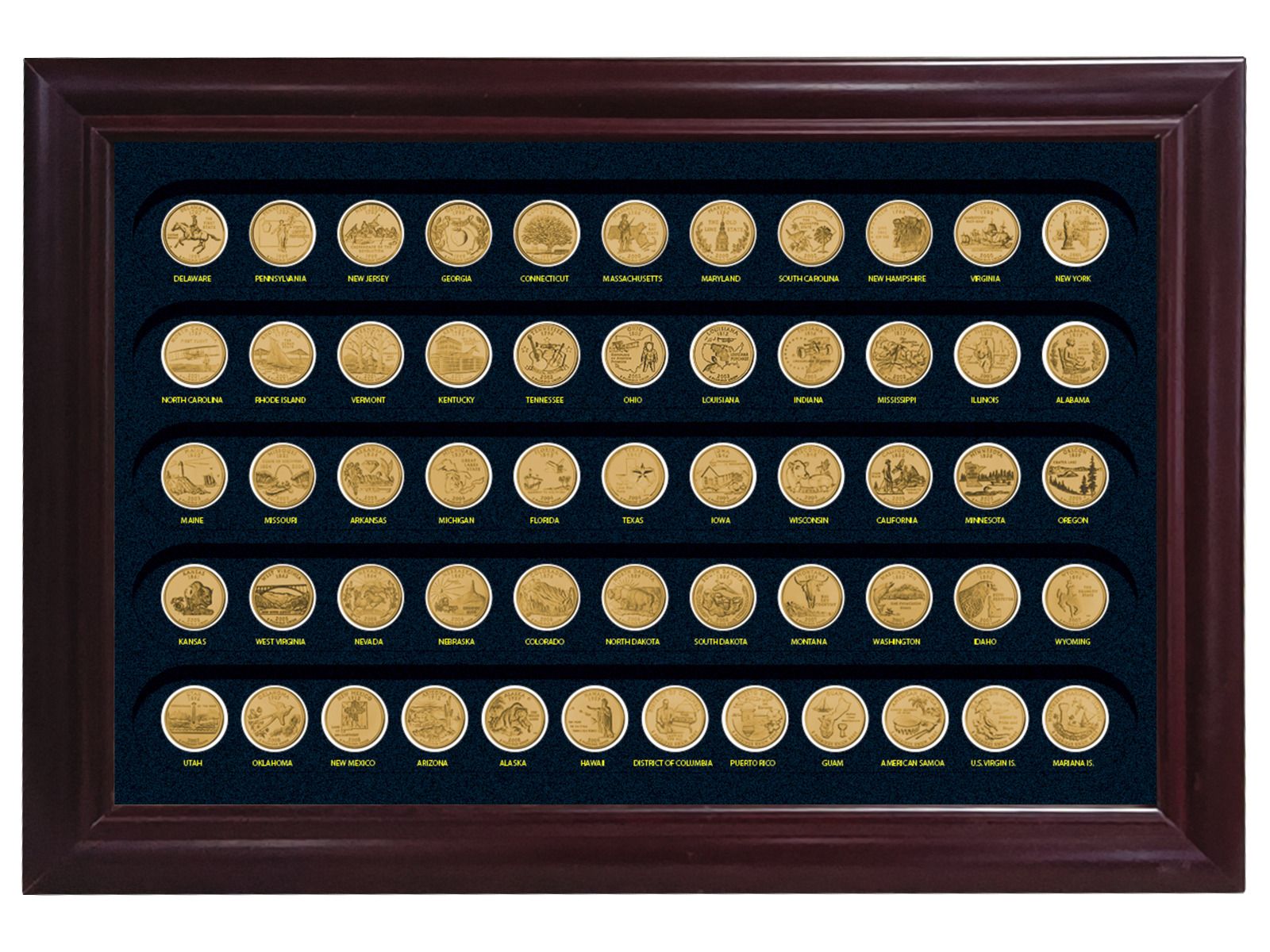 Complete State Quarter Set Gold Plated in Frame - The Patriotic Mint