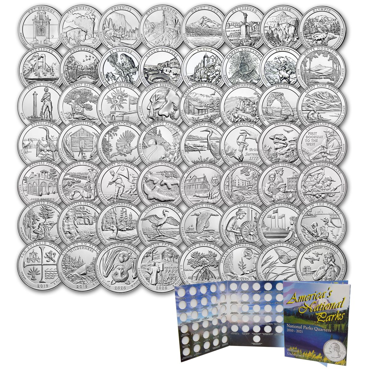 Complete Set Of America The Beautiful Quarters - 56 BU National Parks ...