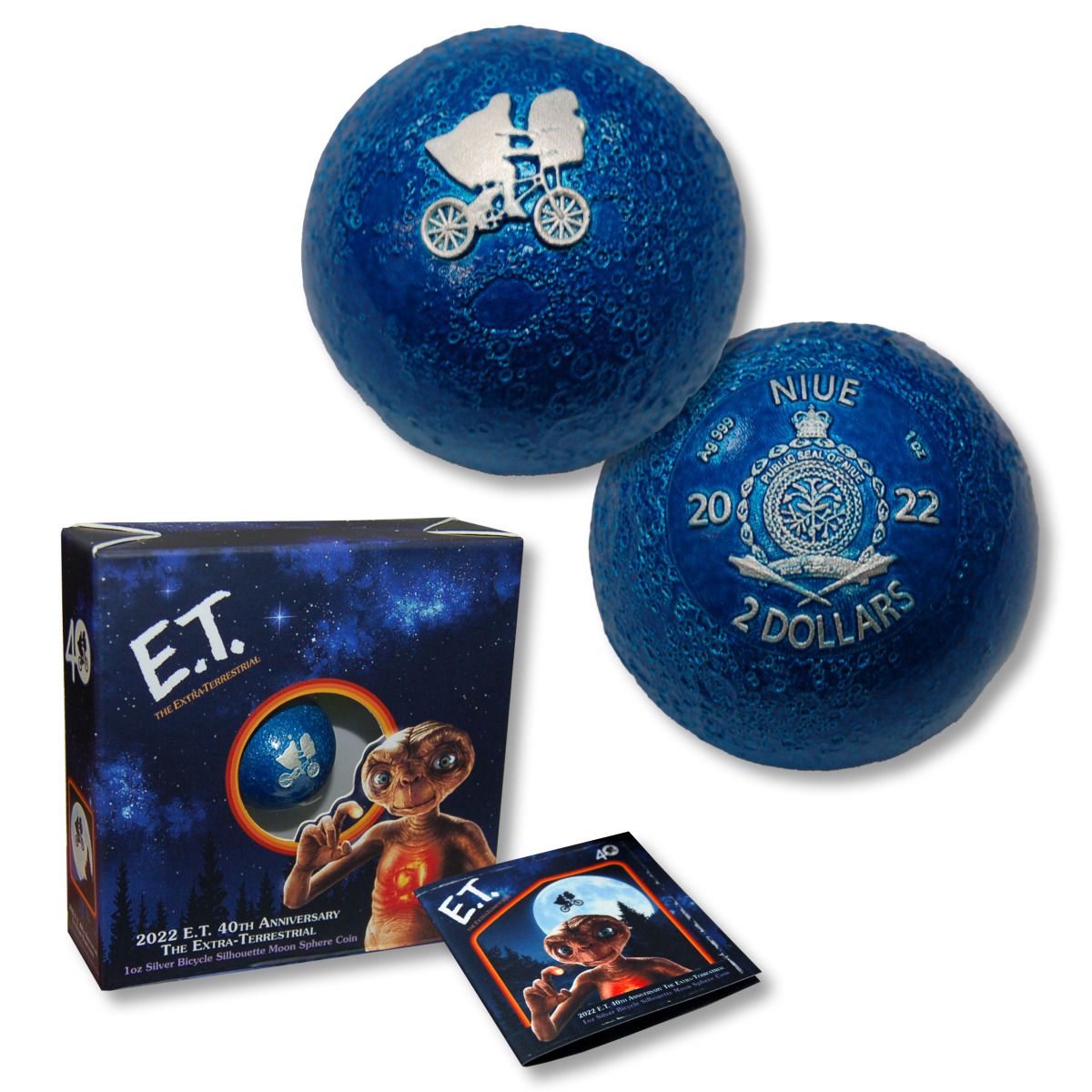 2022 E.T. Bicycle Over The Moon Niue $2 Silver 1 oz Spherical Coin (OGP ...