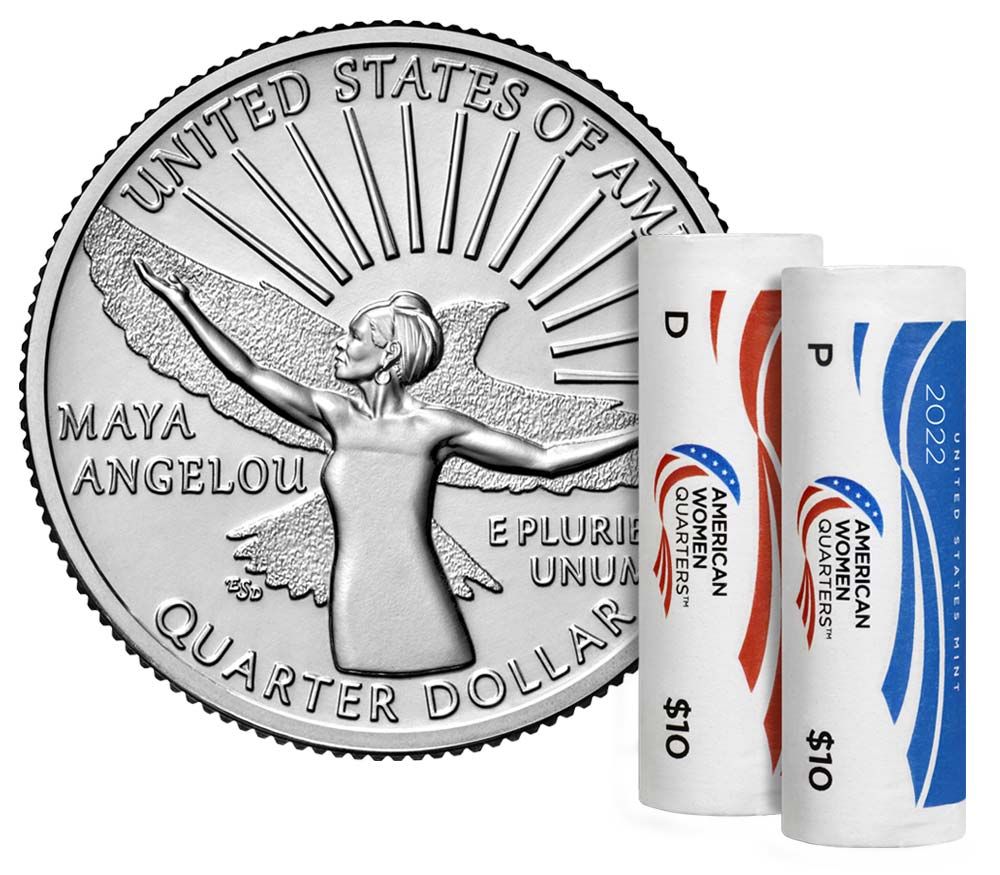 2022 P & D Maya Angelou American Women Washington Quarters Mint Rolls ...